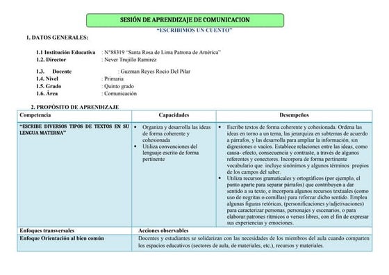 Sesion creamos un cuento con imagenes establecidas | PDF
