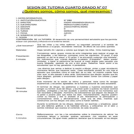 Sesion de tutoria cuarto grado n | DOCX