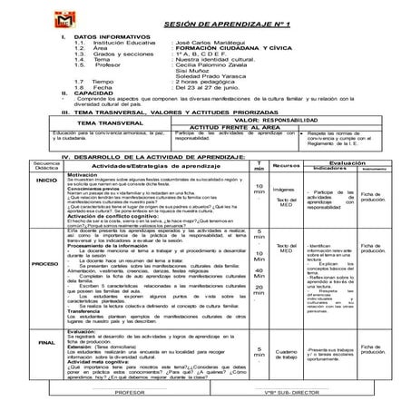 Sesiones 1 y 2 sobre Identidad Cultural | DOCX