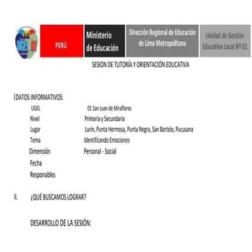 Sesiones De Tutoria Minedu: Nueva Ficha De Monitoreo A La Sesión