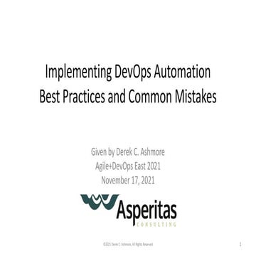 Implementing Devops Automation Best Practices And Common Mistakes Devops East 2021 Ppt