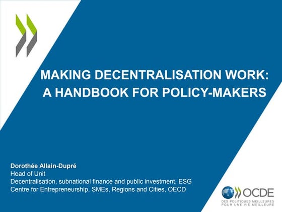 Decentralization, devolution and deconcentration | PPTX