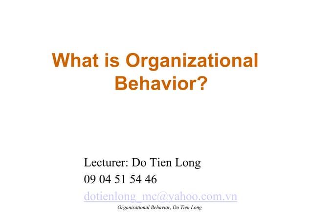 Chapter 1 Organizational Behaviour | PPTX
