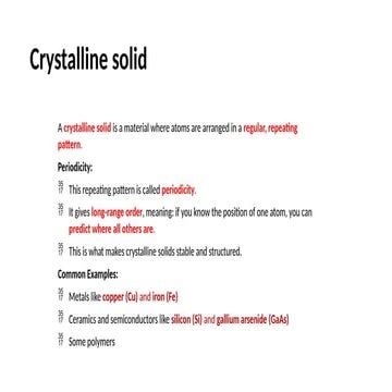 crystal FCC BCC and other crystalline solids | PPTX