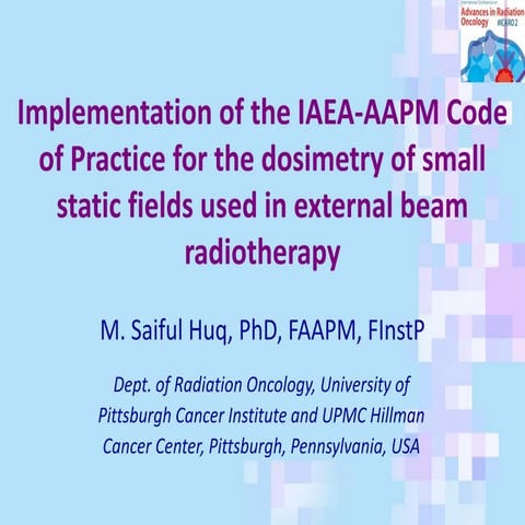 Implementation of IAEA-AAPM code of practice for the dosimetry | PDF