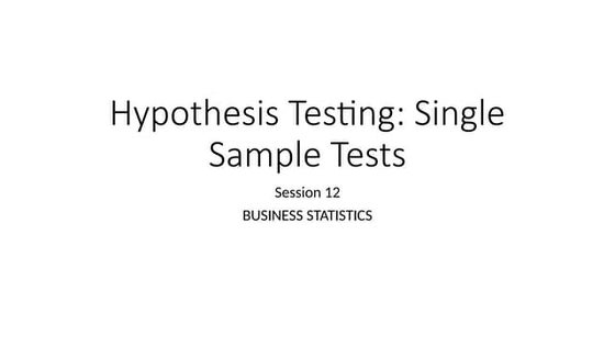 Identifying Appropriate Test Statistics Involving Population Mean | PPT