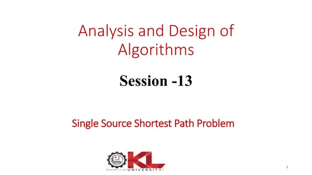 Session 13 Single Source Shortest Path Methodpptx Technology And Computing