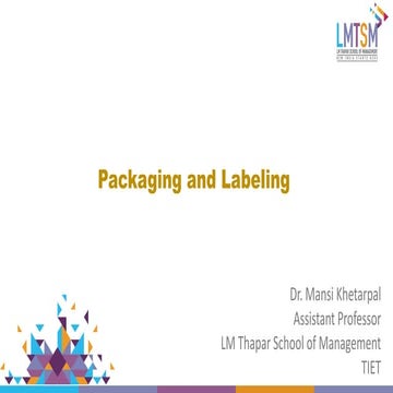 marketing management ppt for packaging and labeling | PPTX