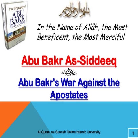 Session 16, Biography of Abu Bakr As-Siddeeq (ra) | PPTX
