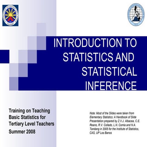 Introduction to Statistics and Statistical Inference | PPT