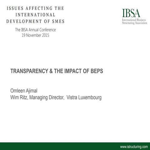 Transparency & the Impact of BEPS | PPTX