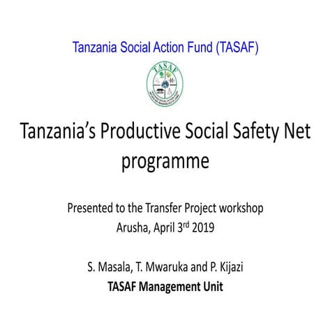 Tanzania's Productive Social Safety Net Programme | PPTX