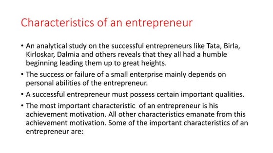 CHARACTERISTICS OF AN ENTREPRENEUR | PPTX | Startups | Business