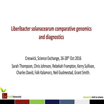 Session 2: Liberibacter solanacearum comparative genomics and diagnostics | PPTX