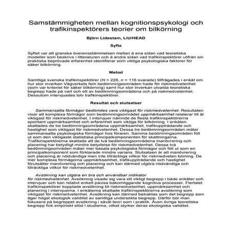 Förarbeteende | PDF