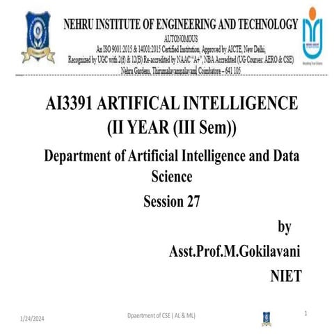 Ai3391 Artificial Intelligence Session 27 Inference And Unificationpptx 
