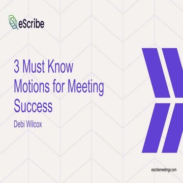 The 3 Must-Know Motions for Meeting Success with Debi Wilcox Episode 2 ...