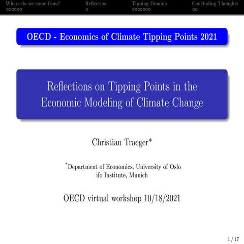 Reflections on Tipping Points in the Economic Modeling of Climate ...