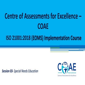 Special Needs Education as per ISO 21001:2018 | PPTX