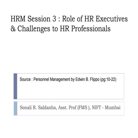 Session 3 & 4 role & challenges of hr professionals | PPT