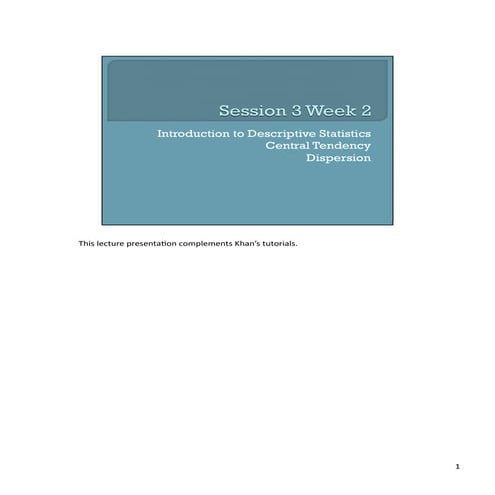 Introduction to Descriptive Statistics-Central Tendency & Dispersion ...
