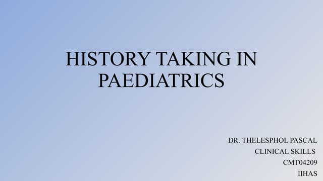 Pediatrics history taking | DOC