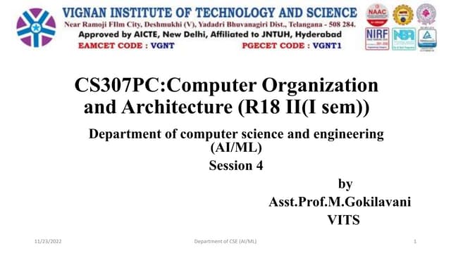 Cs304pc Computer Organization And Architecture Session 4 Arithmetic Shift Logic Unit Pptx
