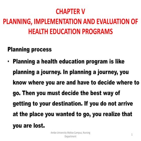 HEALTH EDUCATION Planning, Implementation And Evaluation Of Health ...