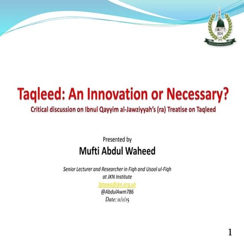 Discussion on Taqleed | PPTX | Islam | Religion & Spirituality