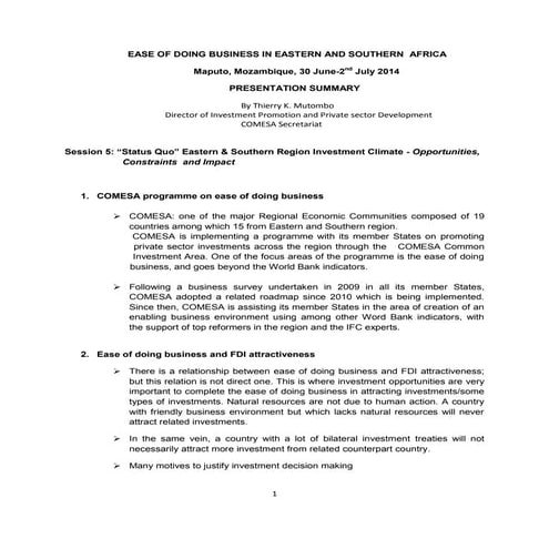 Session5 ppt 1 comesa_t_kalonji | PDF | Africa Travel | Travel Locations