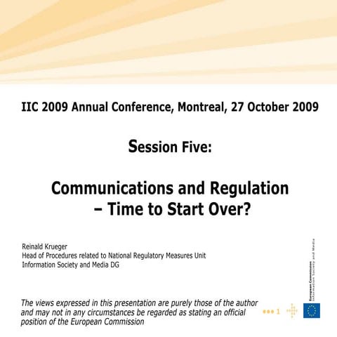 Communications Regulation: Time To Start Over? | PPT