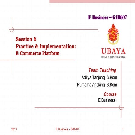 Session 6 - Practice & Implementation: E Commerce Platform | PPT