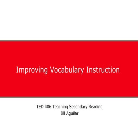 Secondary Vocabulary Instruction | PPT