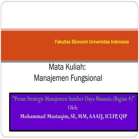 Aspek MSDM (Manajemen Functional) | PPT