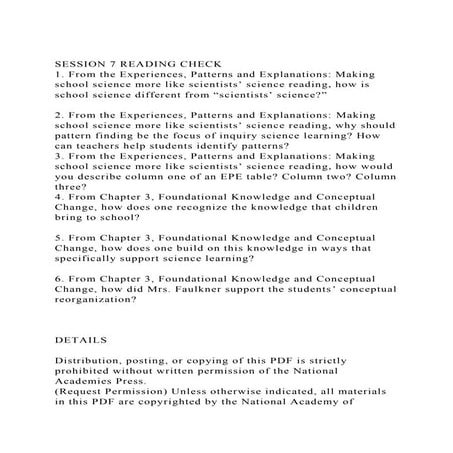 SESSION 7 READING CHECK1. From the Experiences, Patterns and Exp.docx
