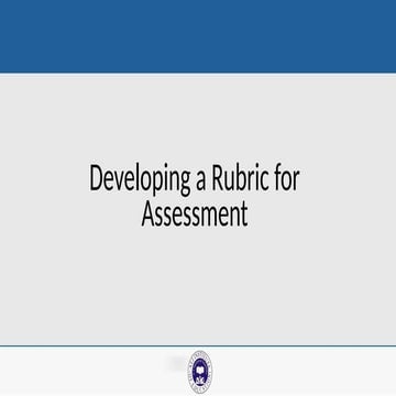 Session 7 Rubrics for assessment in class | PPTX | Educational ...