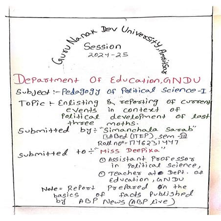Sessional work of Pedagogy of political science-1, Semister-3, by ...