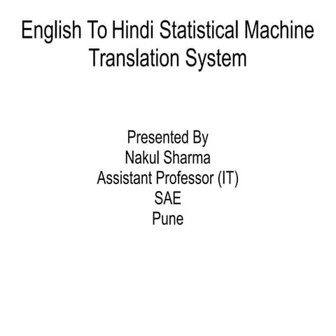 Session on machine translation batu 19 march2016 | PDF