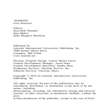 SESSIONS Case Histories Editors Sara-Beth Plummer S | PDF