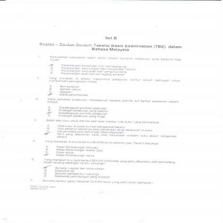 TBE Past Year Question Set B | PDF