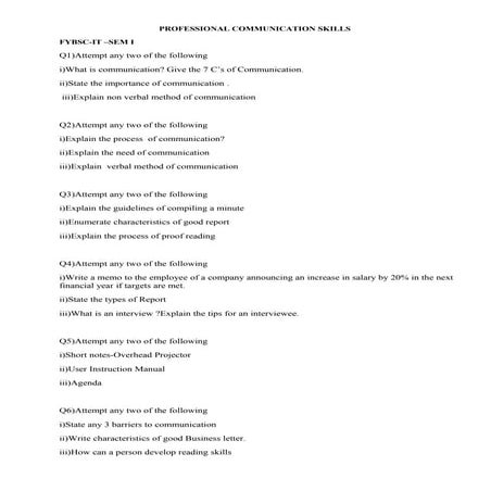 [Question Paper] Professional Communication Skills (Revised Course ...