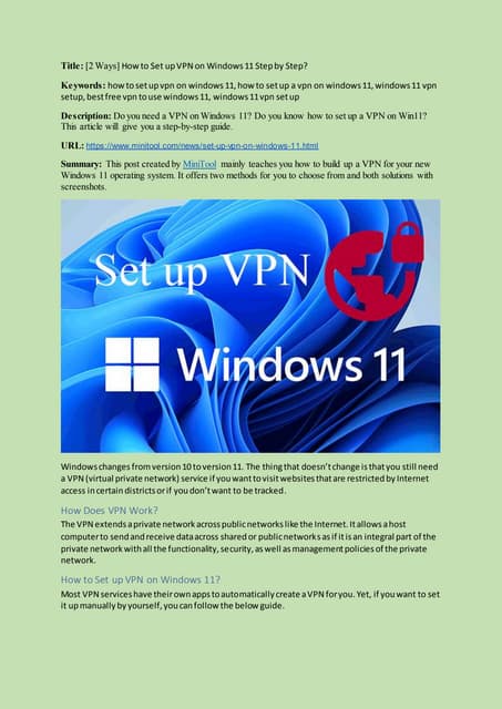 Setup VPN on Window 10 | PDF