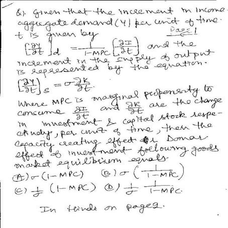 UGC NET ECONOMICS MODEL OBJECTIVE QUESTIONS / GROWTH MODELS/ READING ...