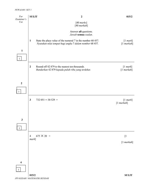 Soalan matematik tingkatan 4 ppt 2019 | DOCX