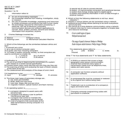 JSS1 COMPUTER STUDIES EXAMINATION (FIRST TERM) | DOCX