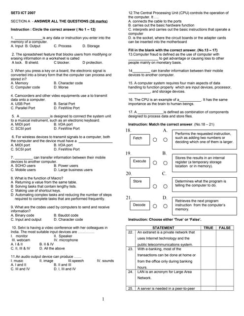 Computer Input and Output Device MCQ Question | PDF | Computer Peripherals | Computing