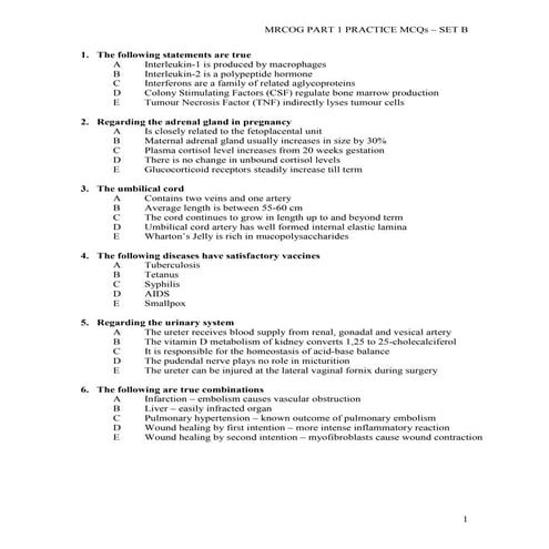 MRCOG Part 1 Practice MCQs | PDF