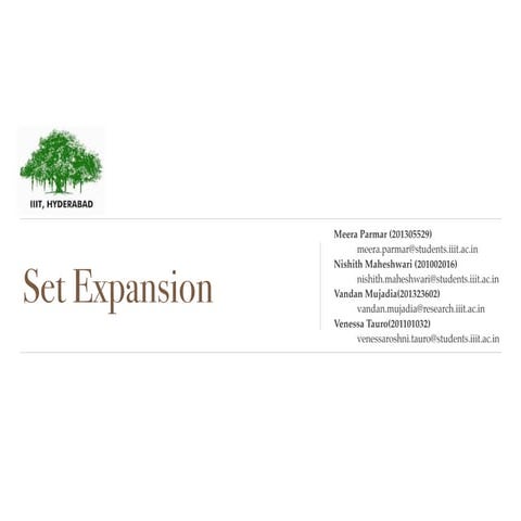 Set expansion(iiit h[ire]team no-14) | PDF