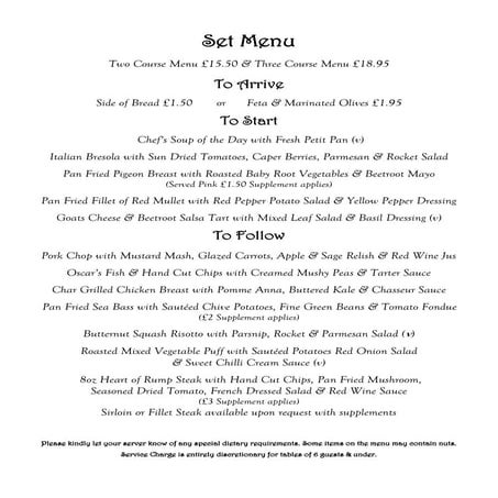 Set menu | PDF | Desserts and Baking | Food & Drink