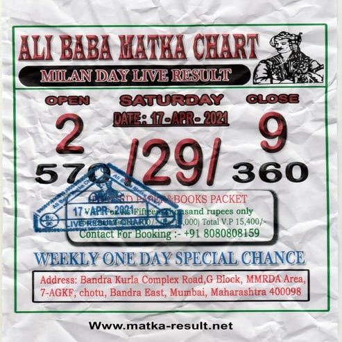 SattaMatka | Fix Matka result | Milanday | PDF